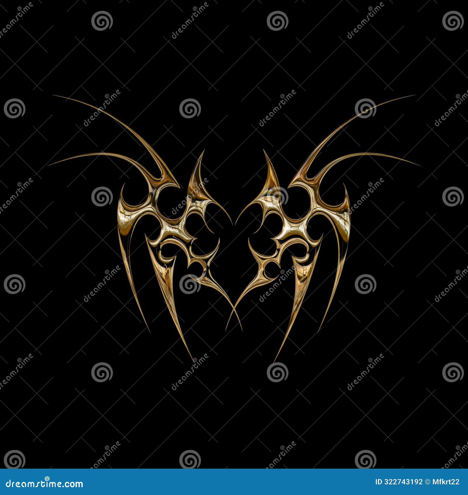 3d Chrome Metal Effect Neo Tribal Y2k Gothic Style Tattoo Cyber