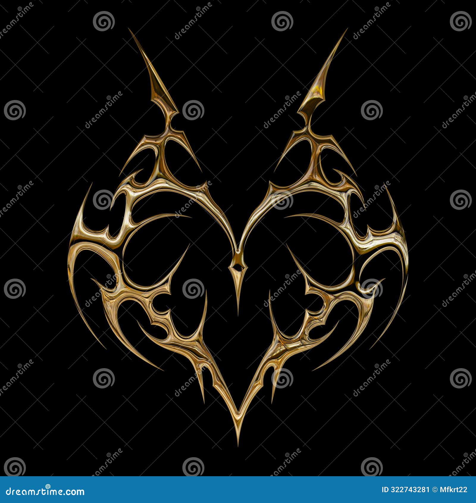 3d Chrome Metal Effect Neo Tribal Y2k Gothic Style Tattoo Cyber