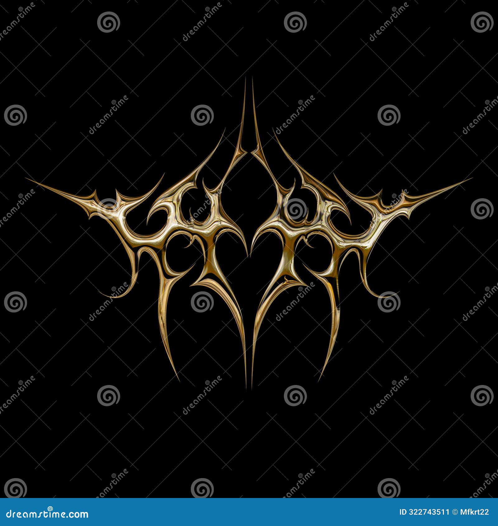 3d Chrome Metal Effect Neo Tribal Y2k Gothic Style Tattoo Cyber