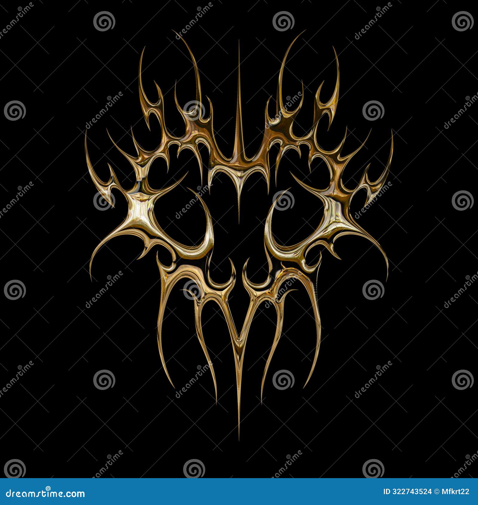 3d Chrome Metal Effect Neo Tribal Y2k Gothic Style Tattoo Cyber