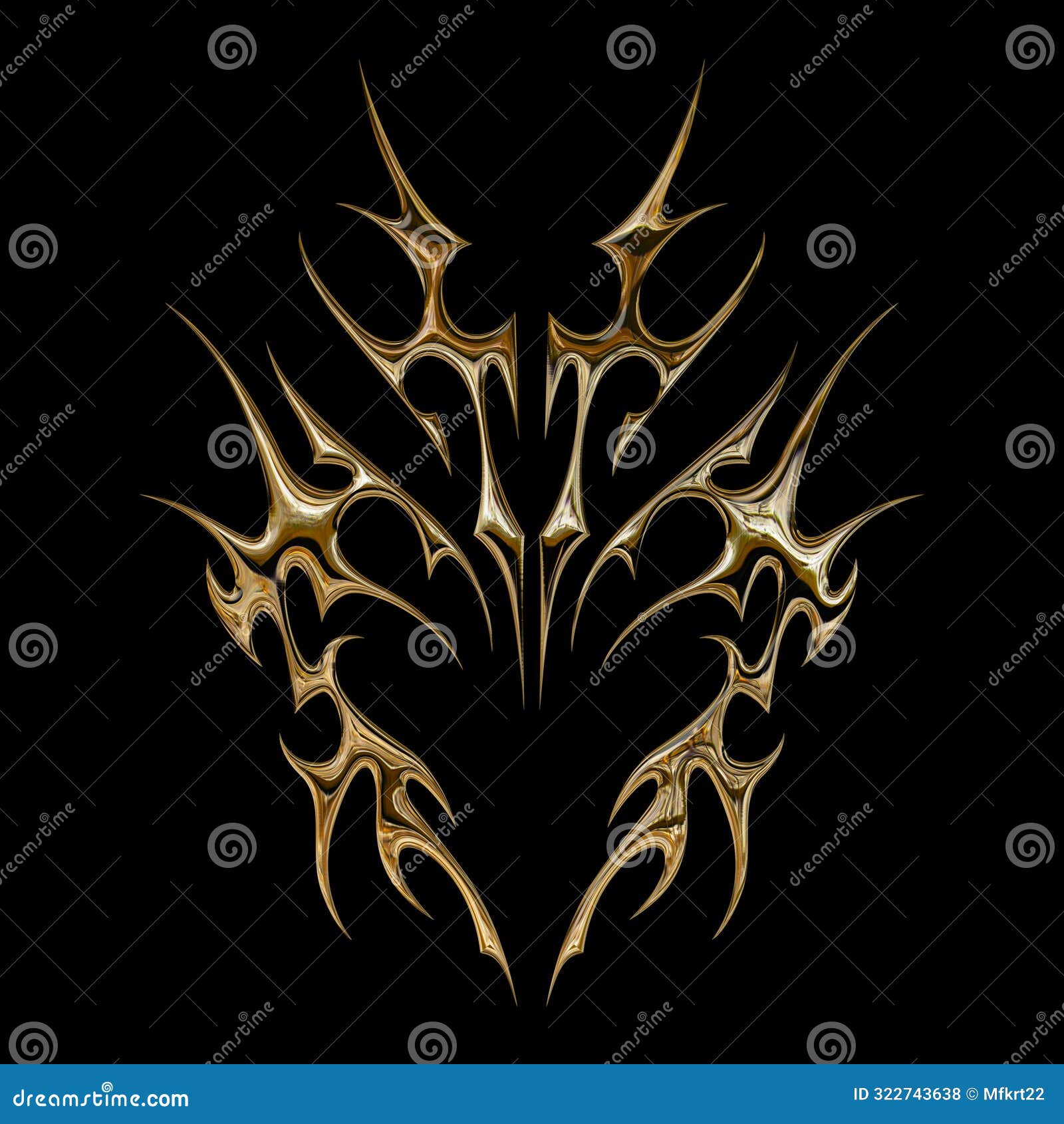 3d Chrome Metal Effect Neo Tribal Y2k Gothic Style Tattoo Cyber