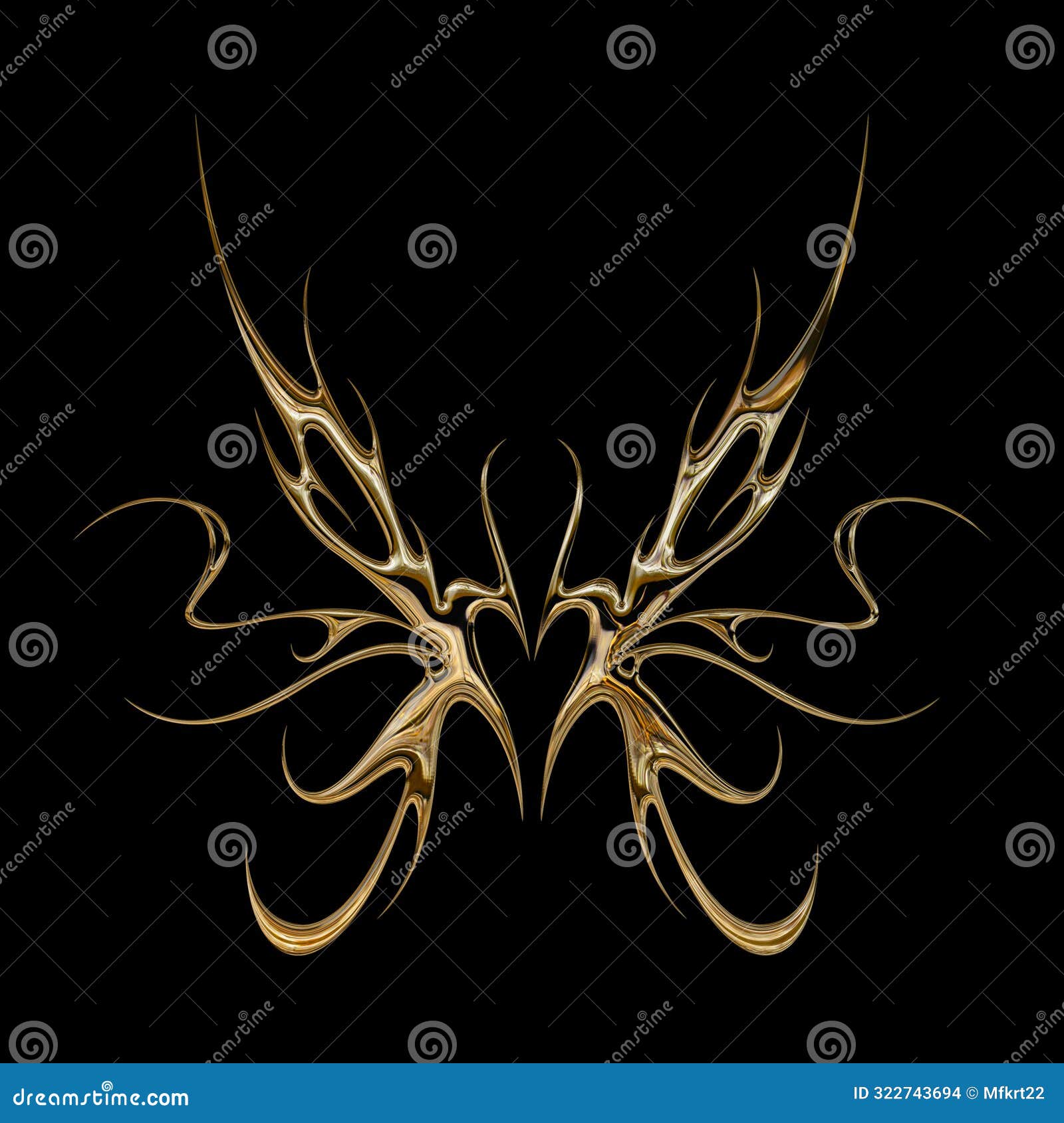3d Chrome Metal Effect Neo Tribal Y2k Gothic Style Tattoo Cyber