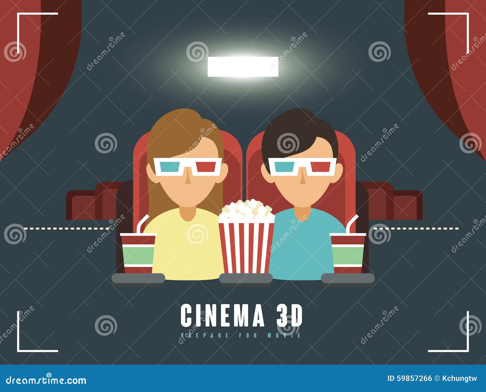 3d cinema concept stock vector. Illustration of film - 59857266