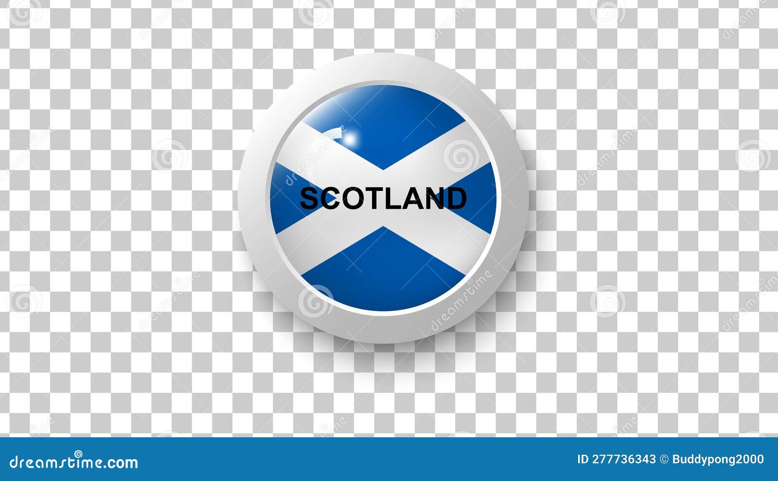 3D Circle Button with Scotland Flag Isolated on Transparent Background ...