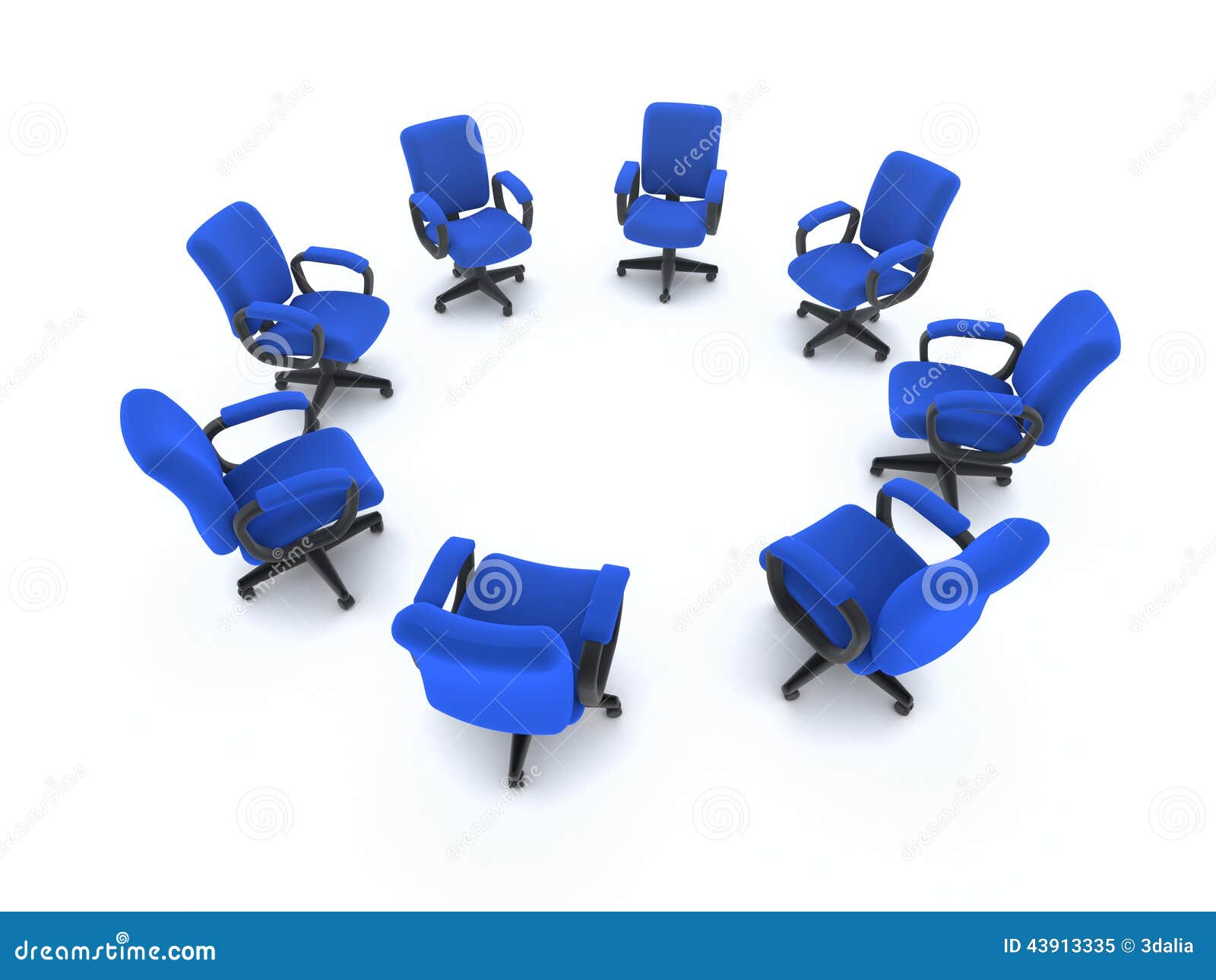 3d Circle of office chairs stock illustration. Illustration of office ...