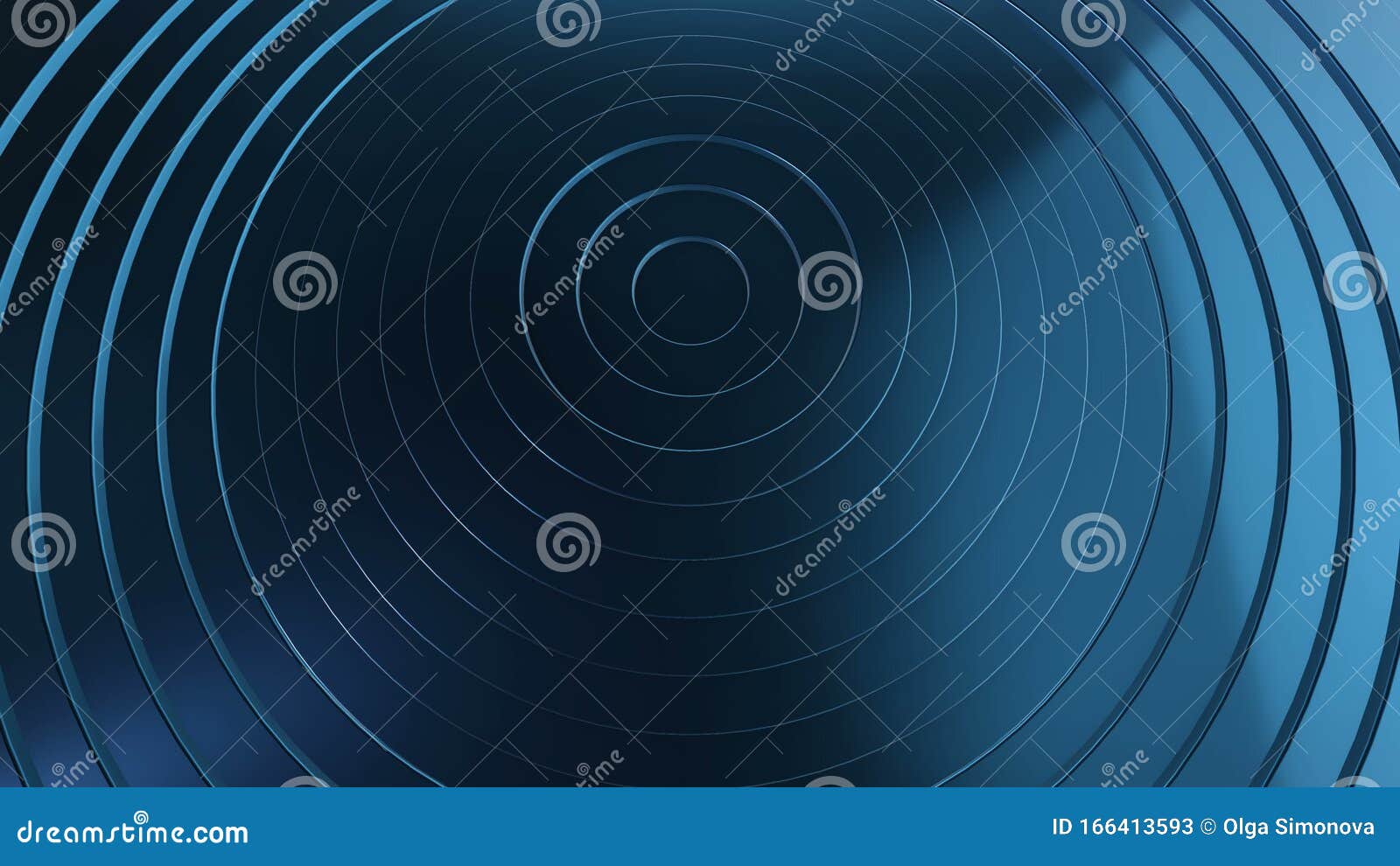 3d Circles Pattern with Blinds Effect. Blue Metallic Clean Rings ...