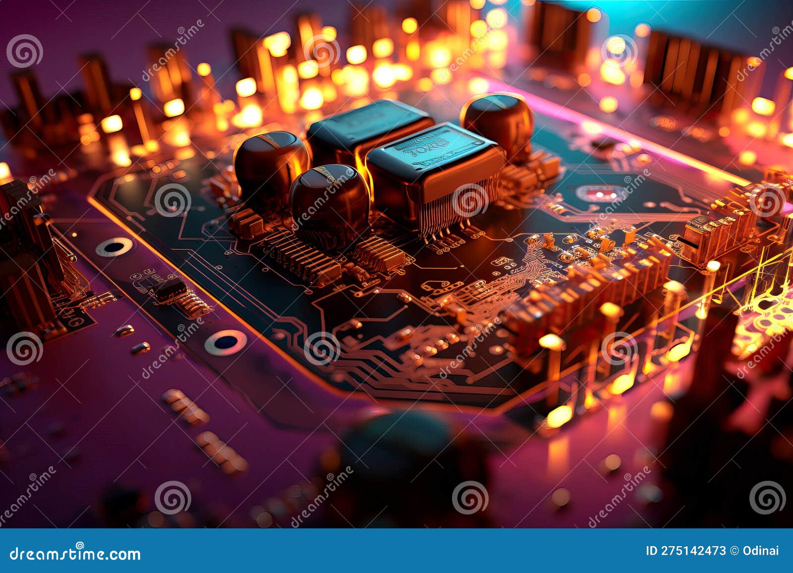 Futuristic Technology with Circuitry Components HD 3D Render As ...