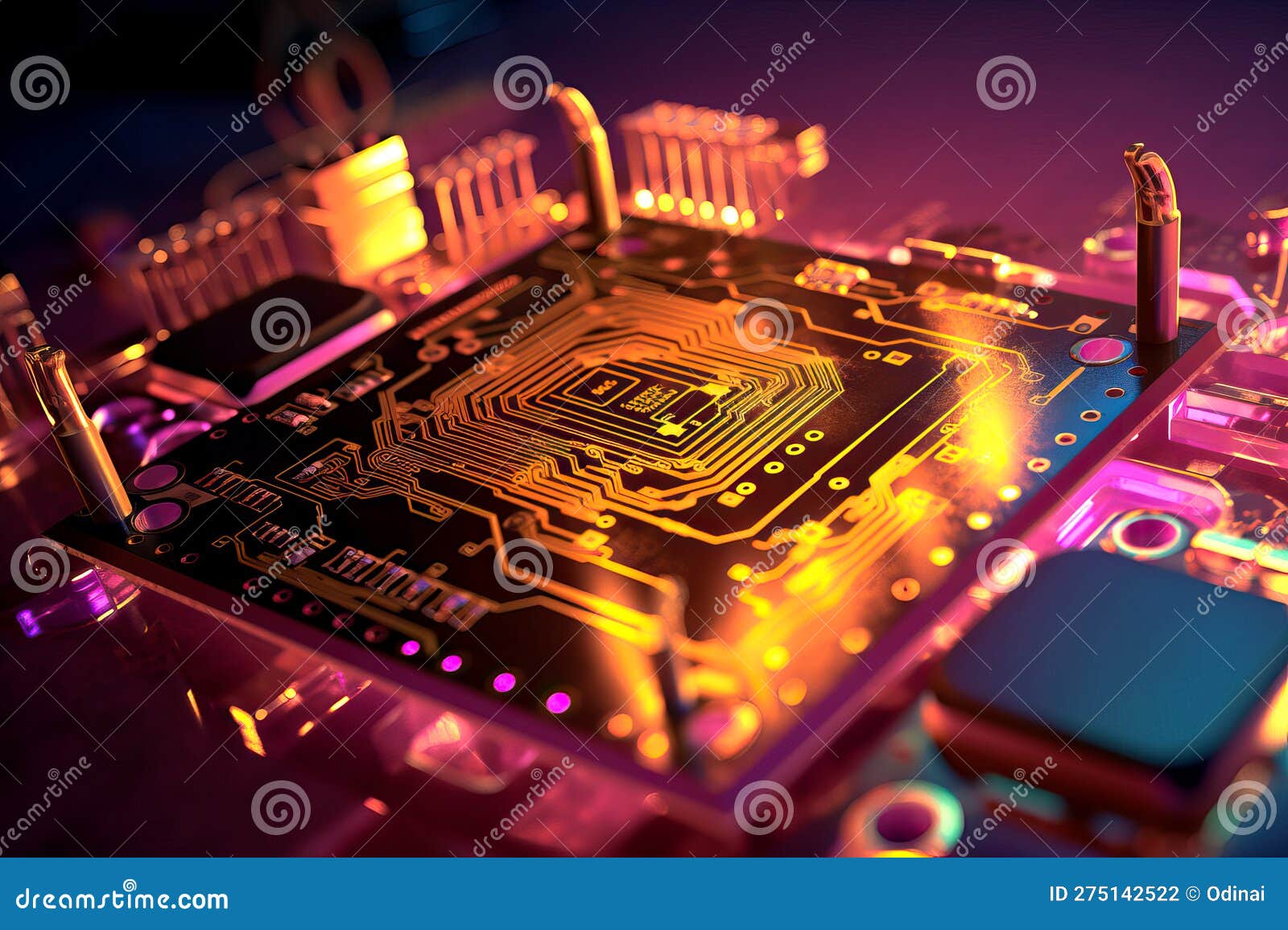 Futuristic Technology with Circuitry Components HD 3D Render As ...