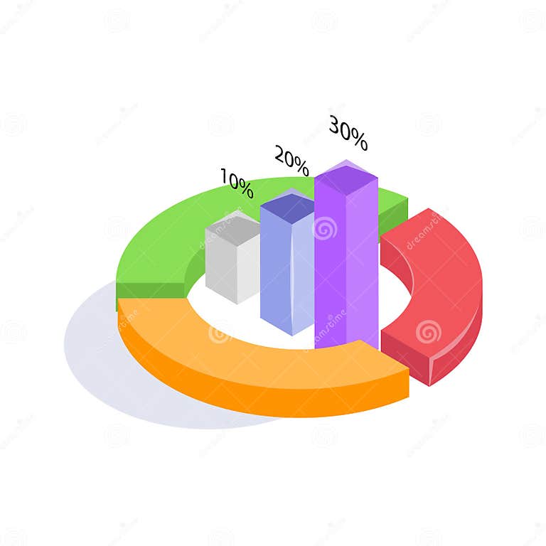 3D Circular Graph with Percentages Representing Data Segments for ...