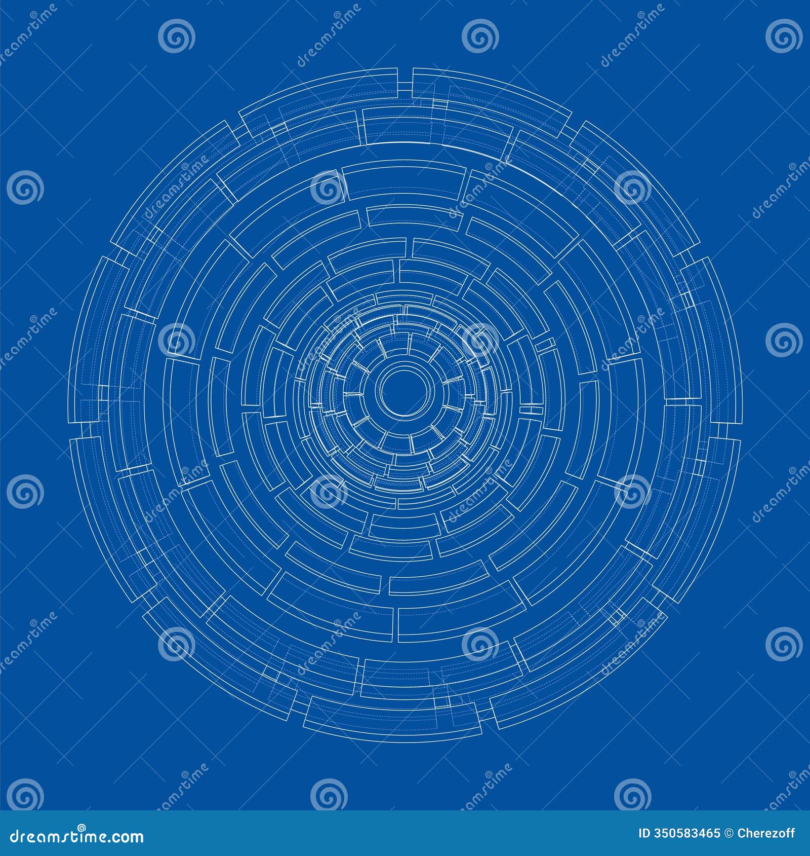 3D Circular Pattern. Style Wireframe Model Stock Illustration ...