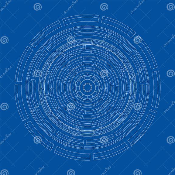 3D Circular Pattern. Style Wireframe Model Stock Illustration ...