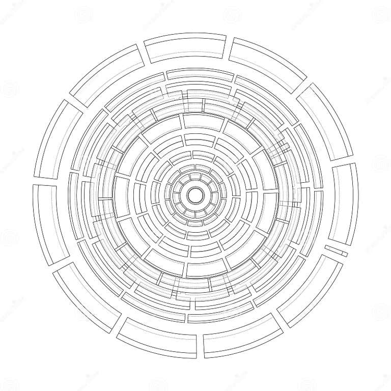 3D Circular Pattern. Style Wireframe Model Stock Illustration - Illustration of shape, line ...