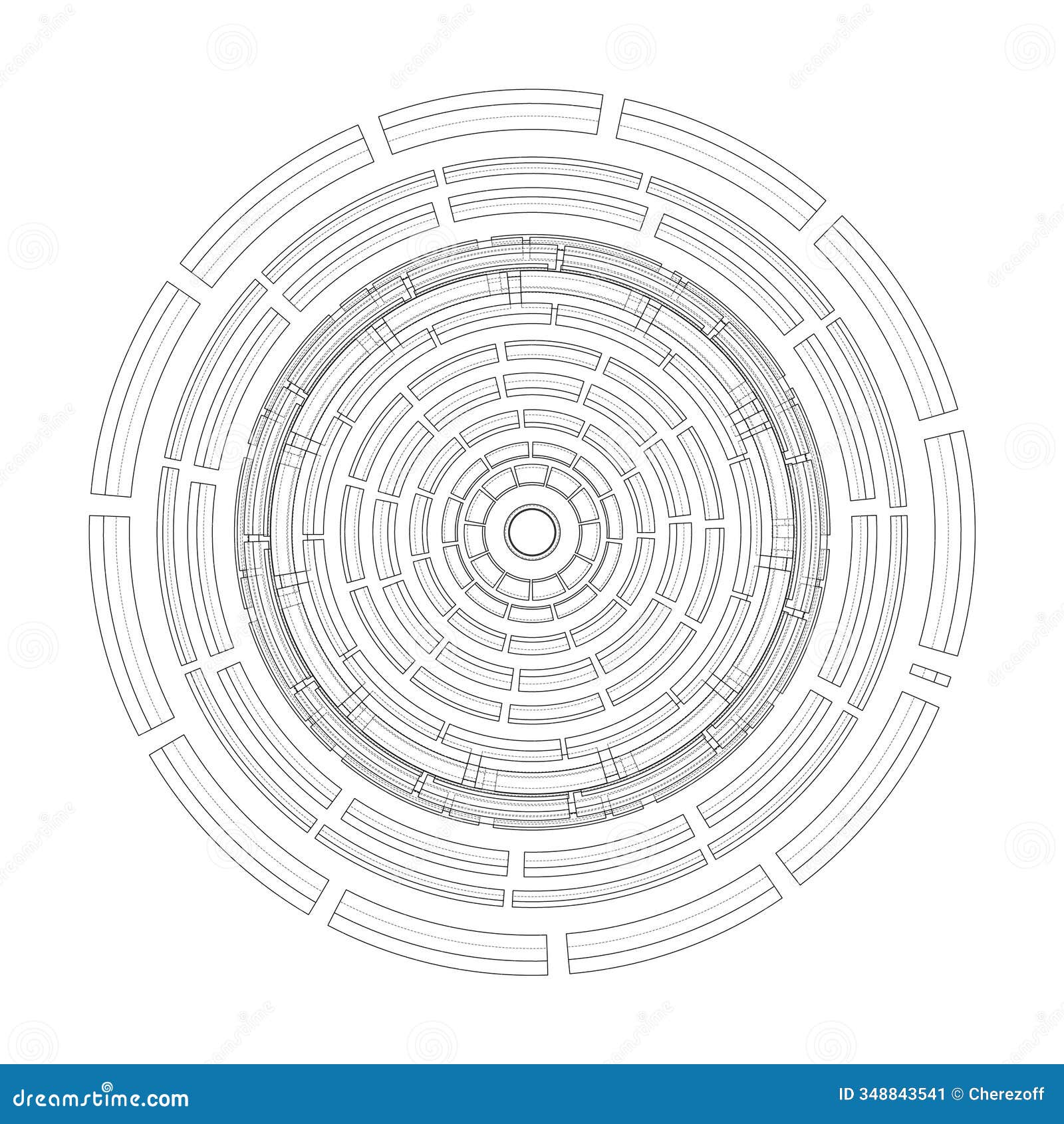 3D Circular Pattern. Style Wireframe Model Stock Illustration ...