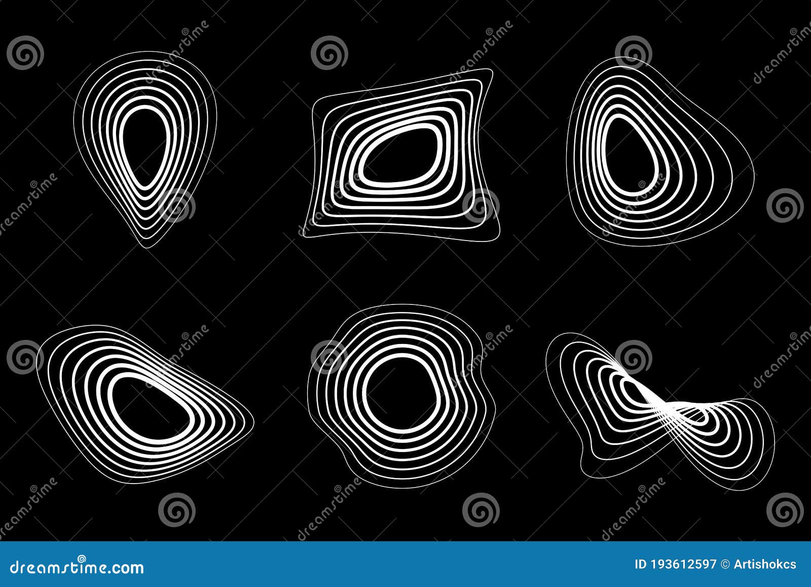 3d Circular Striped Emblem Set. Three Dimensional Stripy Shapes. Logo ...