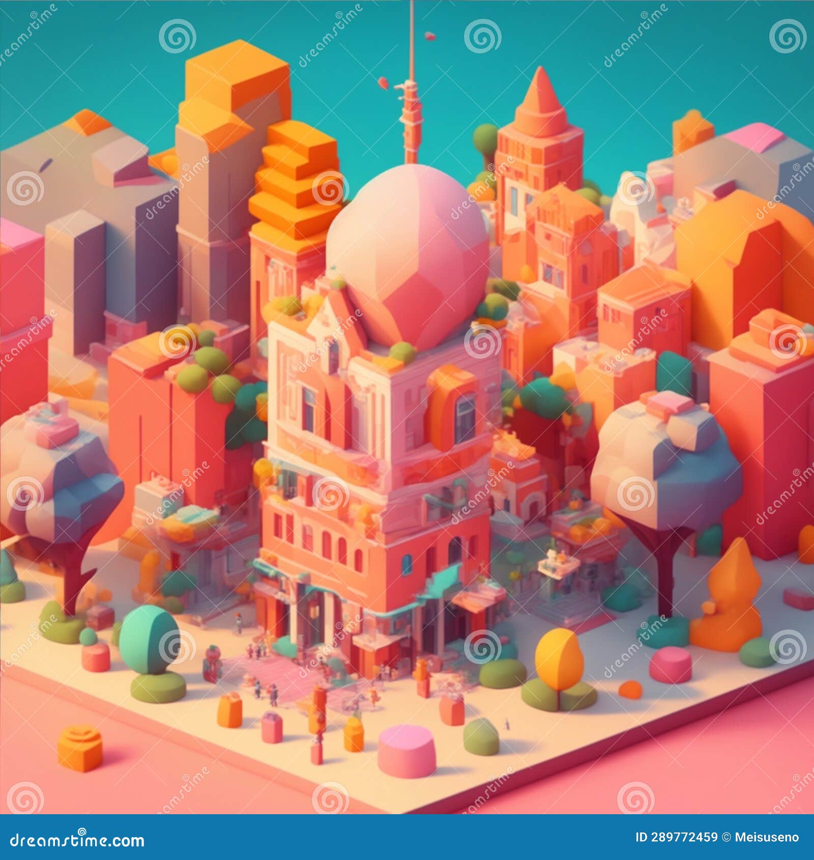 3D of the City in a Funny Style, Realism Pixel Illustration Stock ...