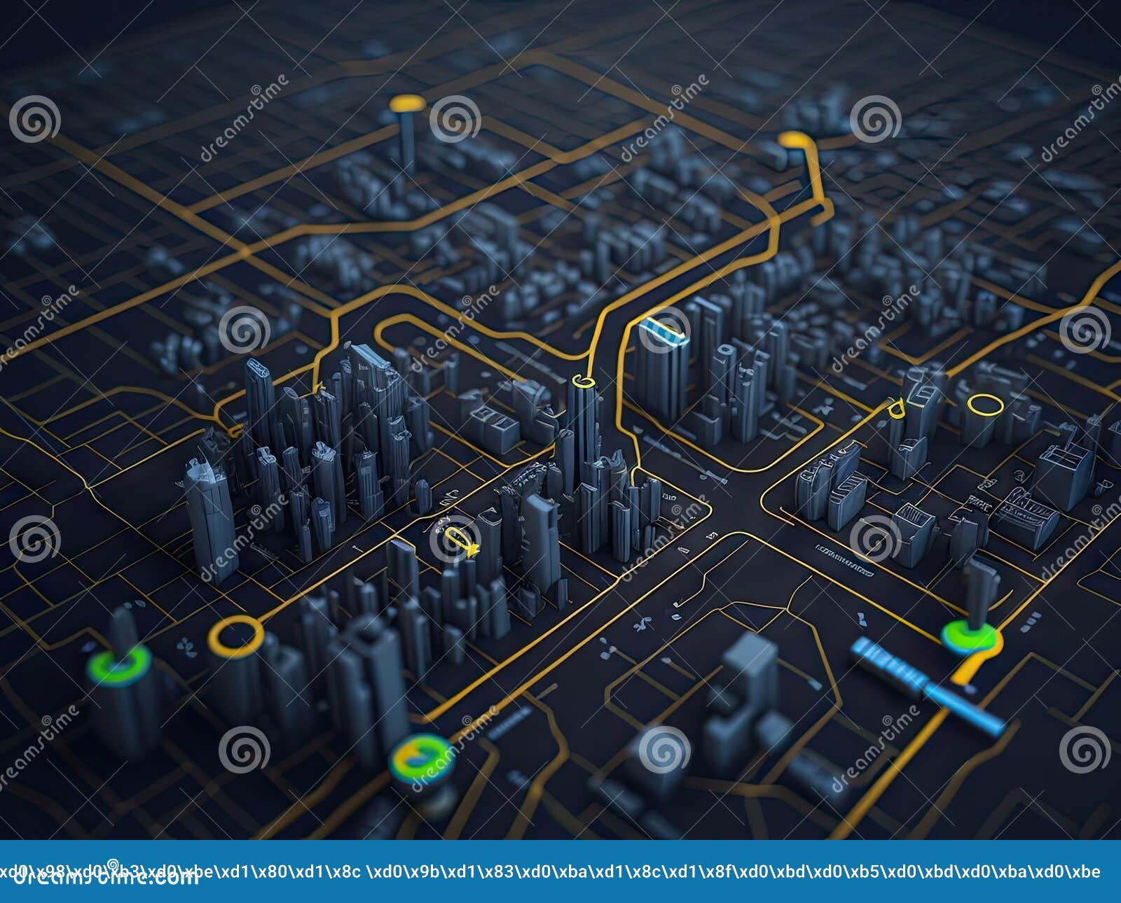 3d City Map with 3d Pointers Location Gps. Ai Generative Stock ...