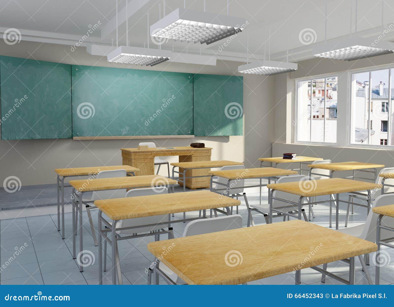 3D classroom stock illustration. Illustration of education - 66452343