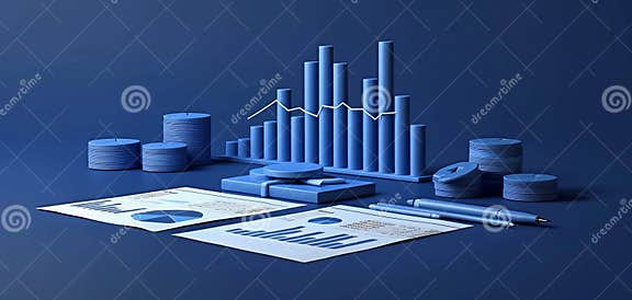 3D Clay Render of a Balance Sheet Visualization in a Column Chart ...