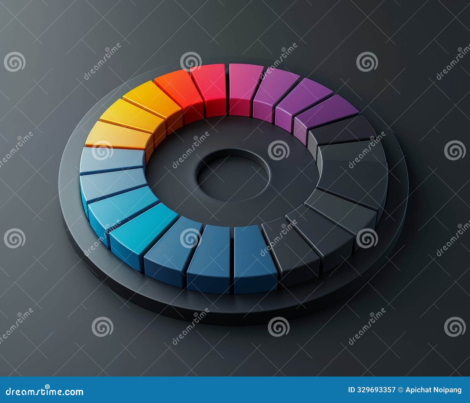 3D Clay Render of a Circular Area Chart of Sales Zones, Isolated on a ...