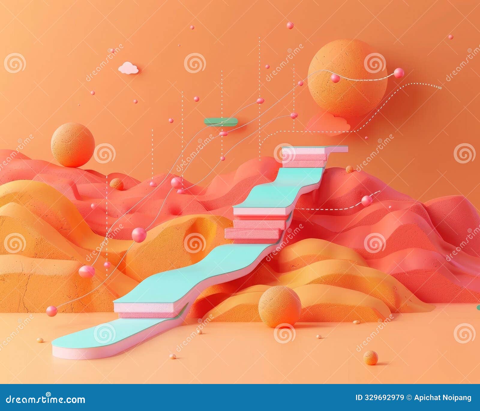 3D Clay Render of a Timeline Chart Tracking Major Milestones in Project ...