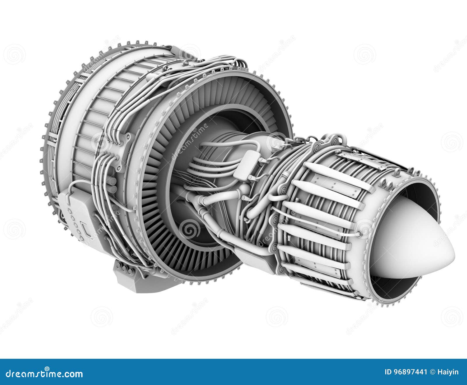 3D Clay Render of Turbofan Jet Engine Isolated on White Background ...