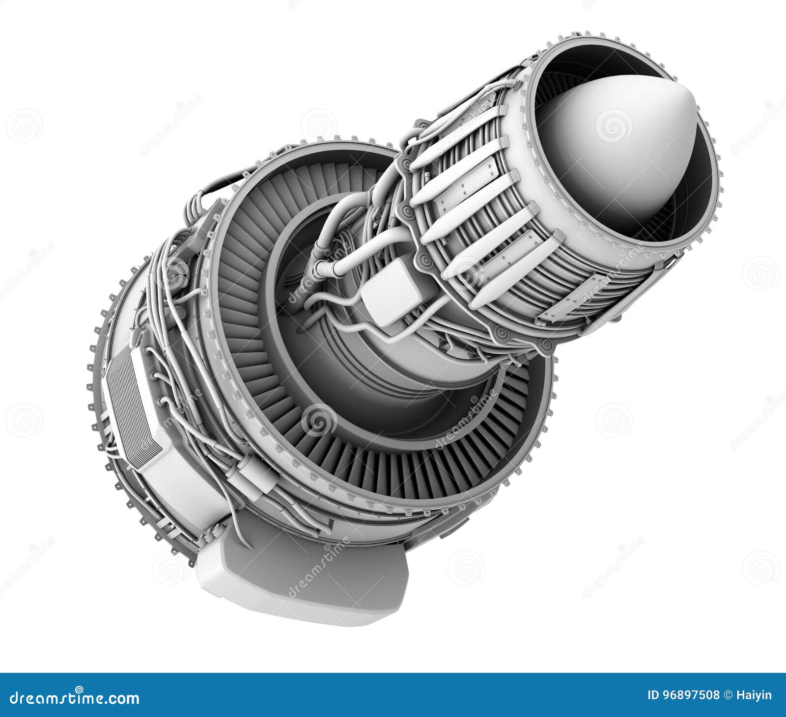 3D Clay Render Of Turbofan Jet Engine Isolated On White Background ...