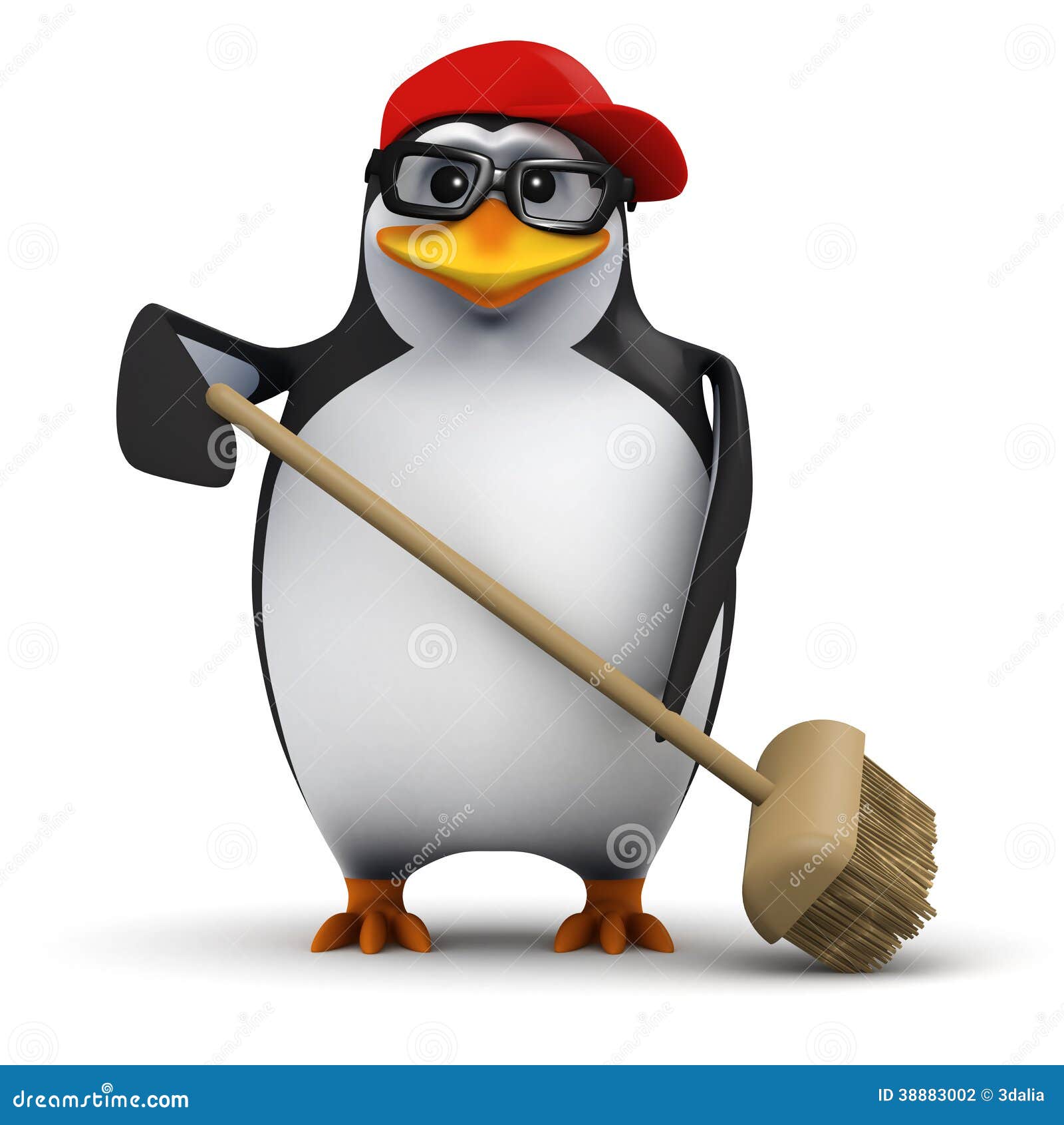 3d Cleaner penguin stock illustration. Illustration of animal - 38883002