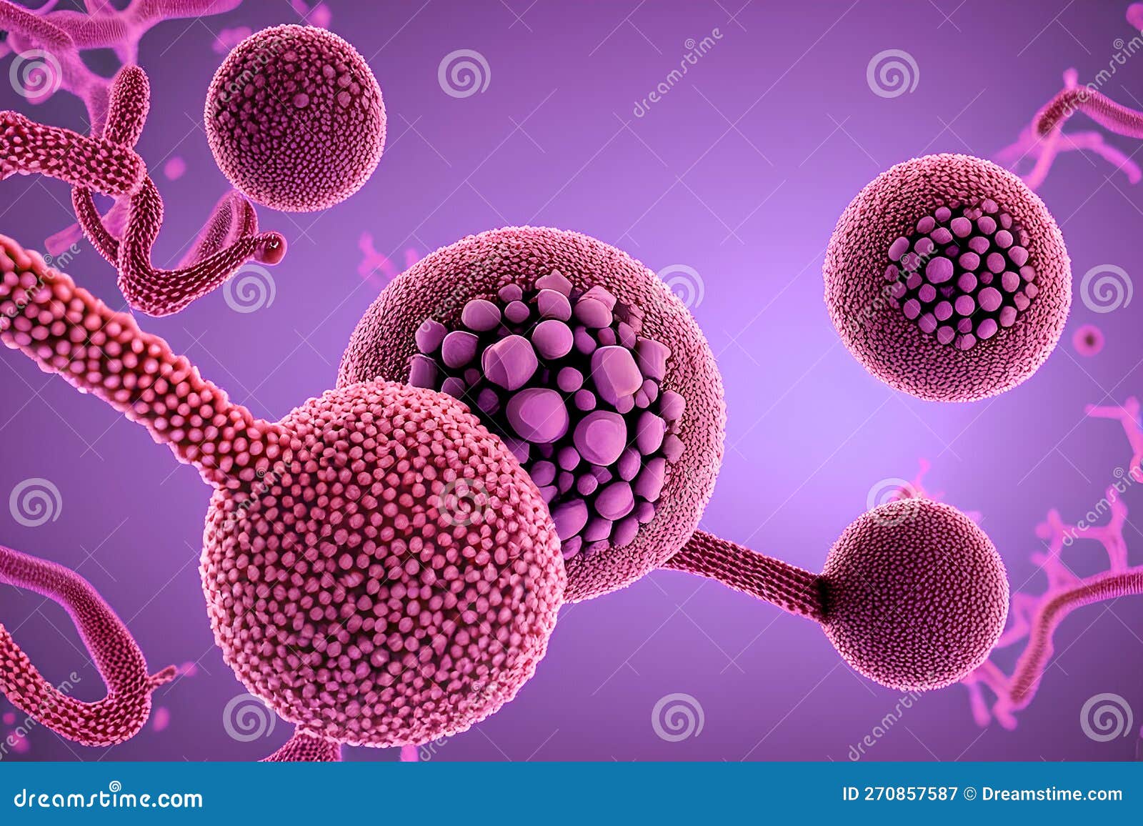 Microscopic Clinical Biology Images Of Spikey And Infected Nucleus Cell ...