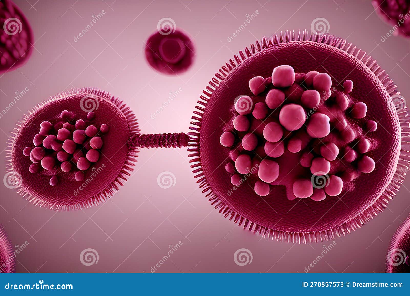 Microscopic Clinical Biology Images Of Spikey And Infected Nucleus Cell ...