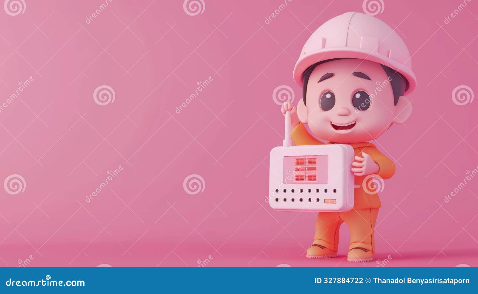 A 3D Clipart of a Network Engineer Holding a Router, Standing on the ...