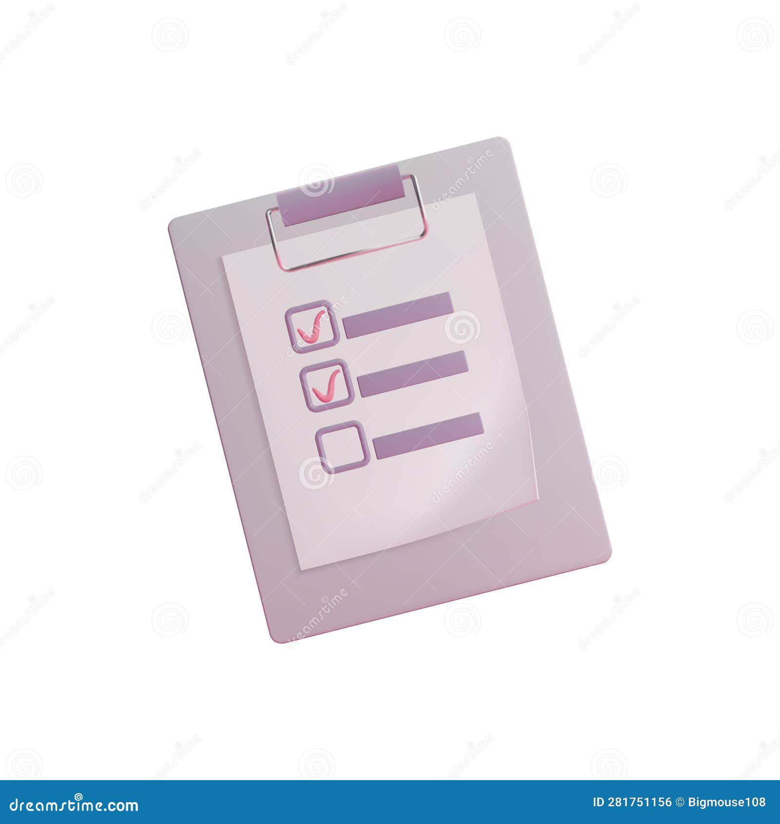 3d Clipboard with Check Marks Cartoon Style. Vector Stock Vector ...