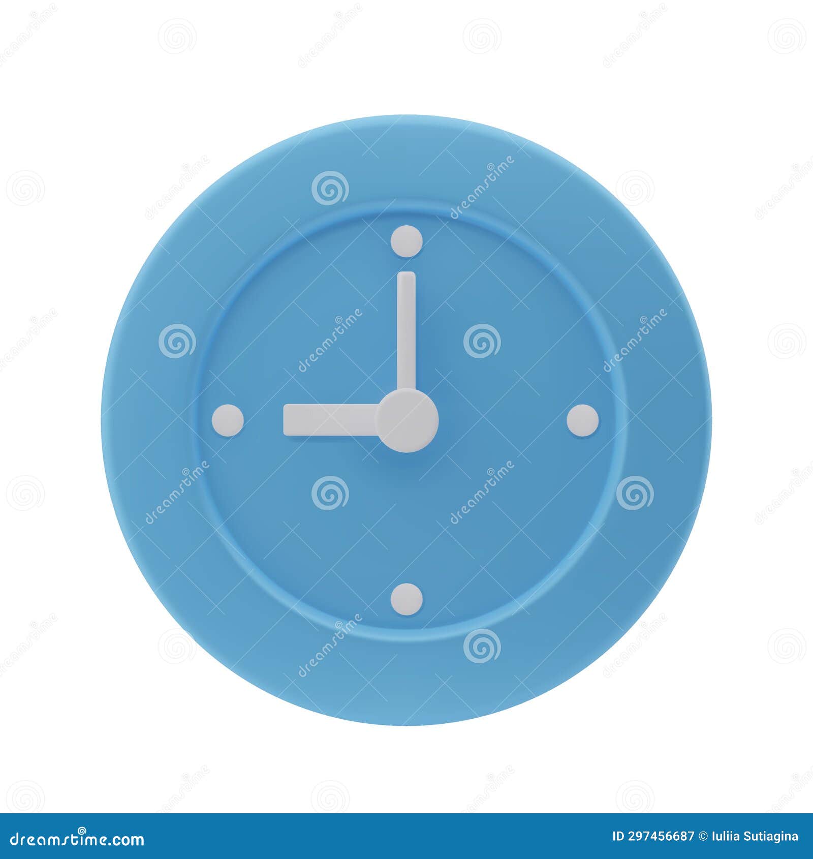 3d Clock, Time Indicator Icon. Blue Clock in Minimal Design. Time ...