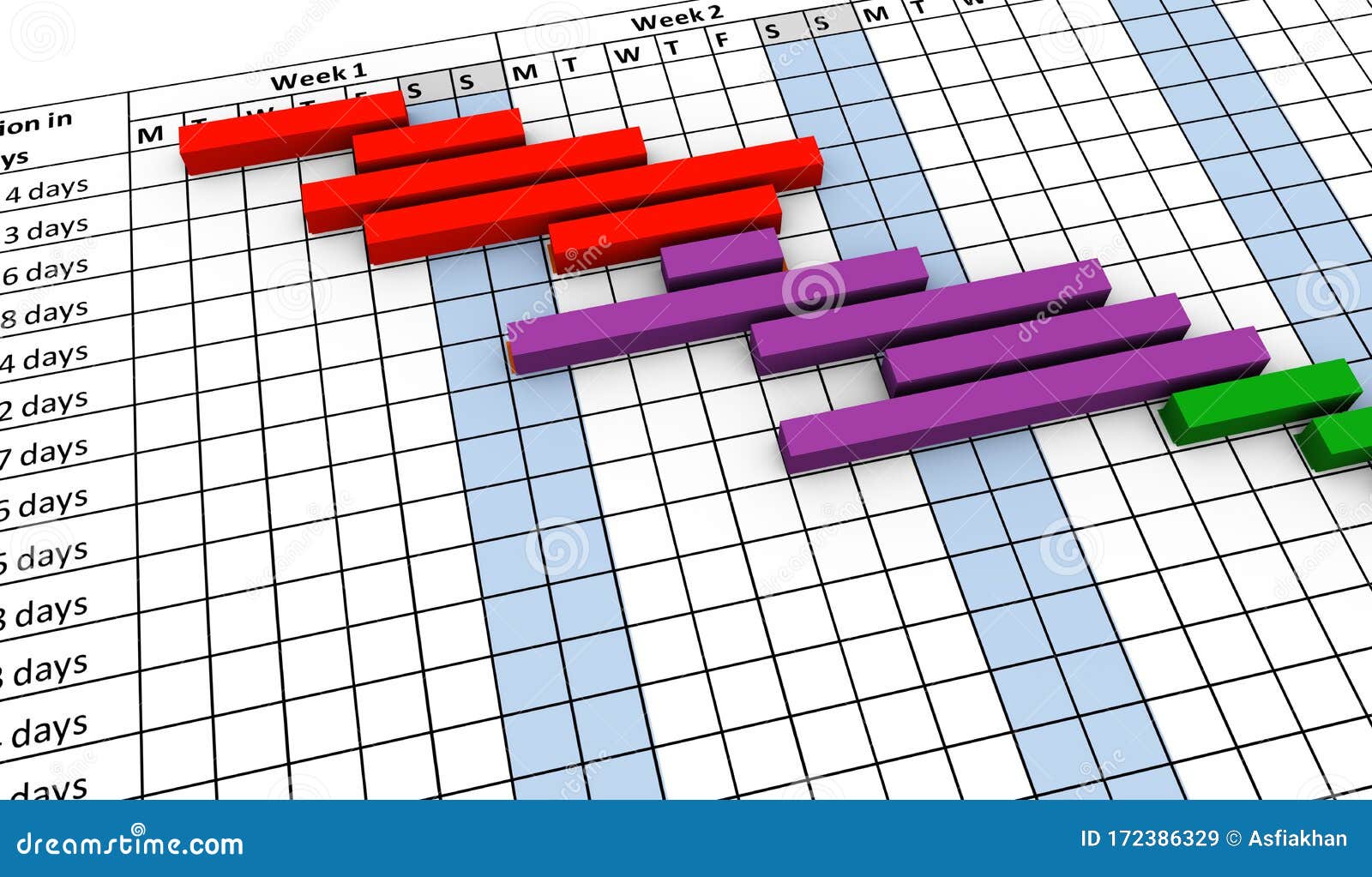 3d close up of gantt chart stock illustration. Illustration of organize ...