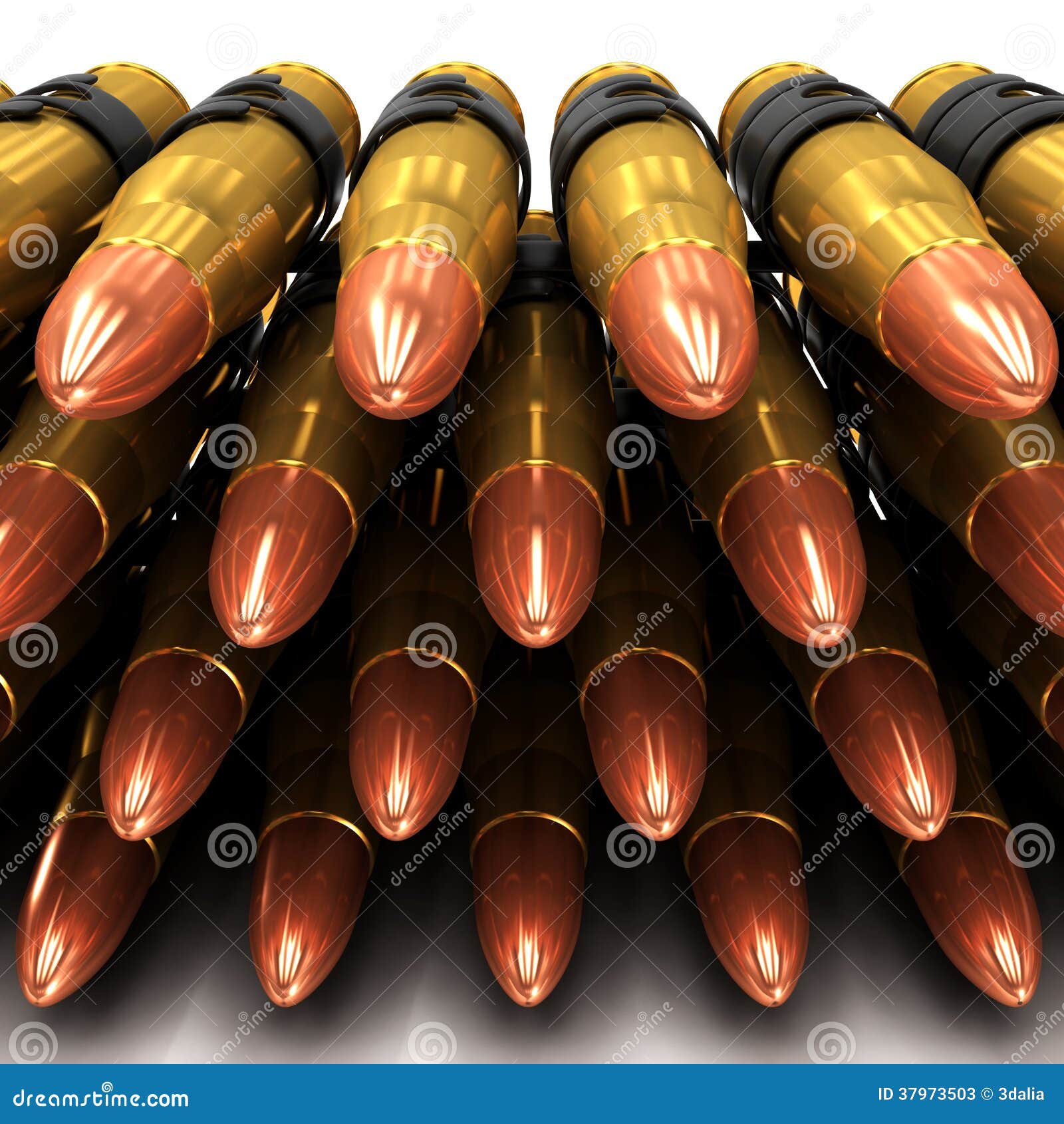 3d Close Up of Machine Gun Bullets Stock Illustration - Illustration of ...