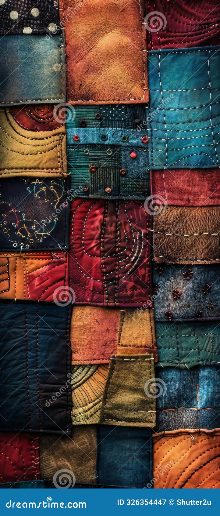 A 3D Closeup of a Patchwork Quilt Texture Showcasing the Variety of ...