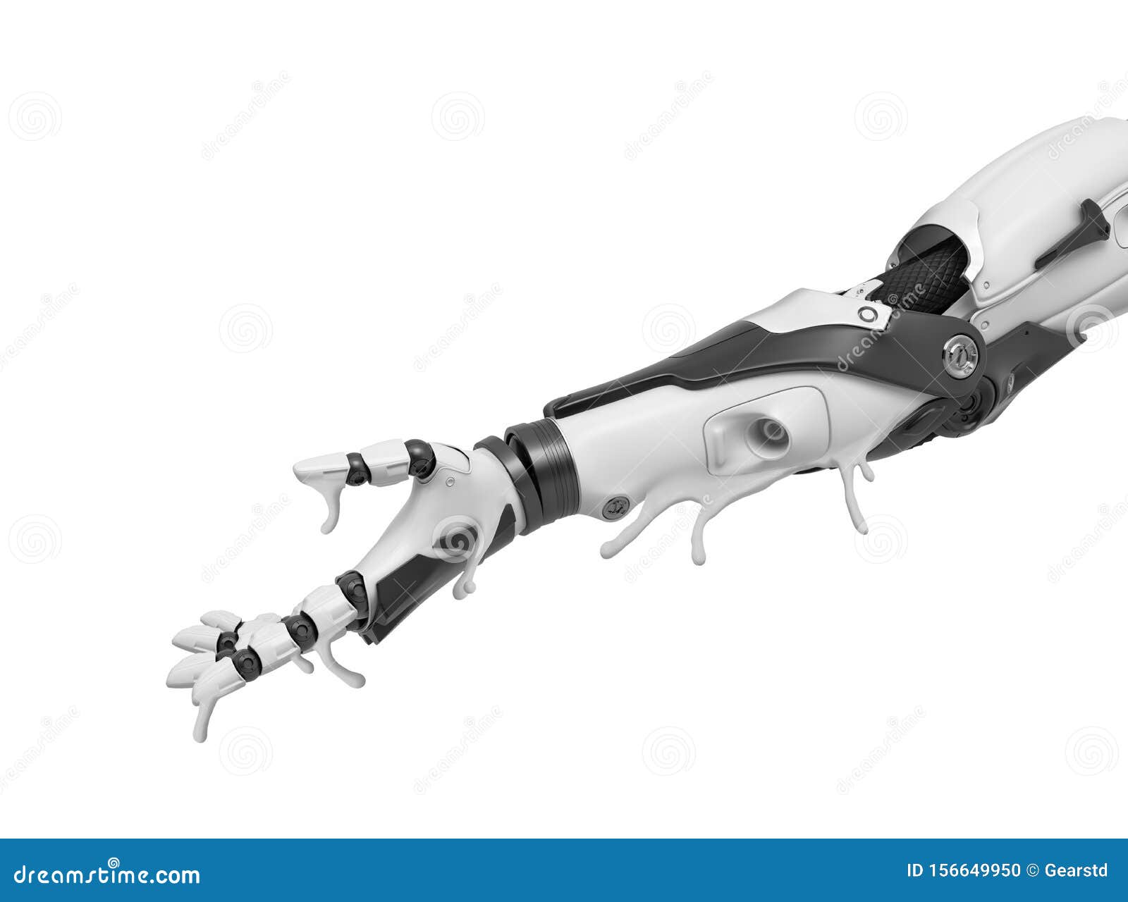 3d Close-up Rendering of Android`s Arm, Its Black and White Plastic ...