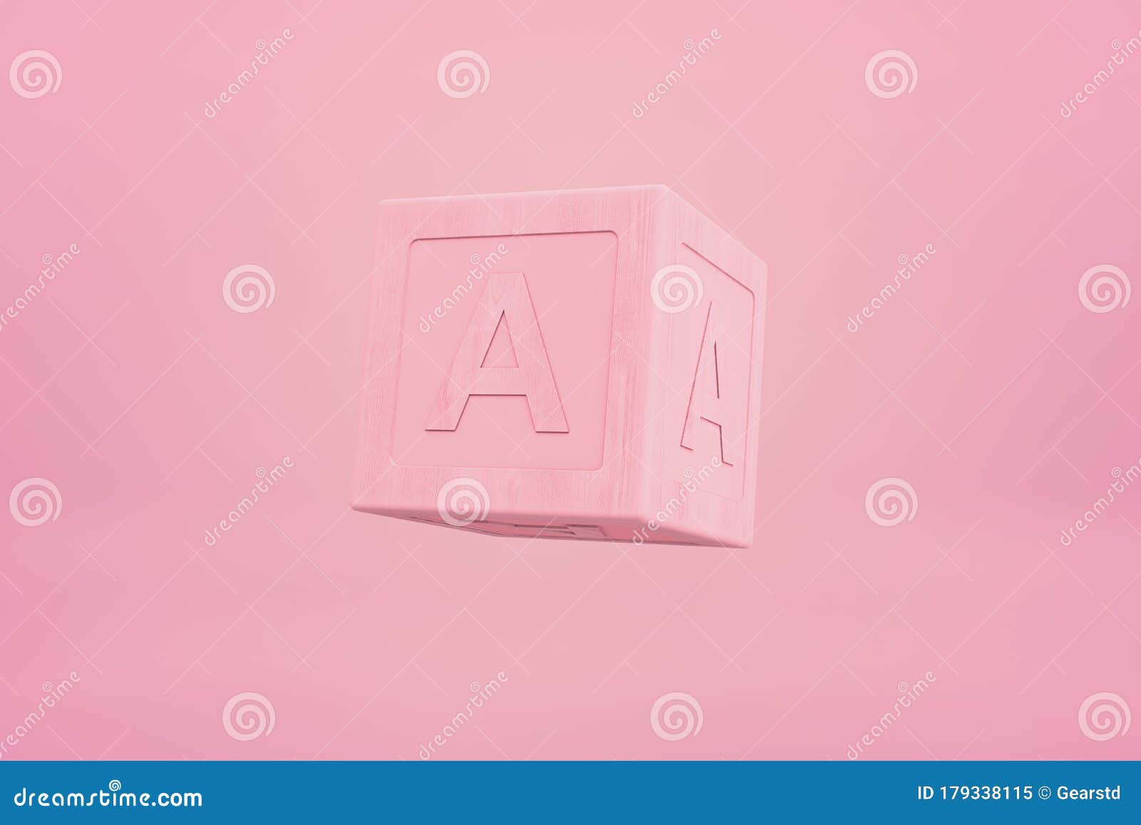 3d Close-up Rendering Of Pink ABC Block Floating In Air On Pink ...