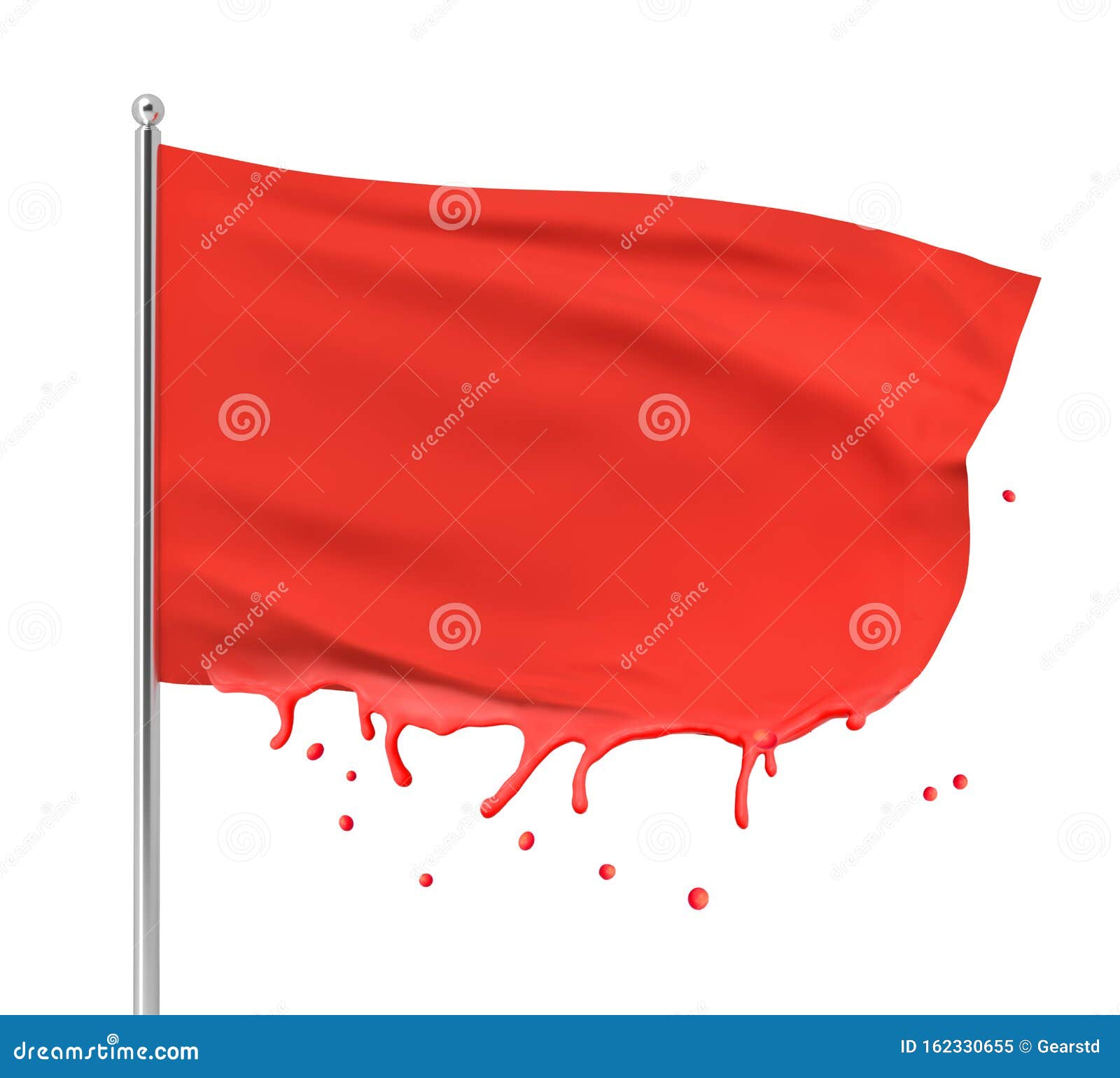 3d Close-up Rendering of Red Flag Waving in the Wind with Lower Edge ...