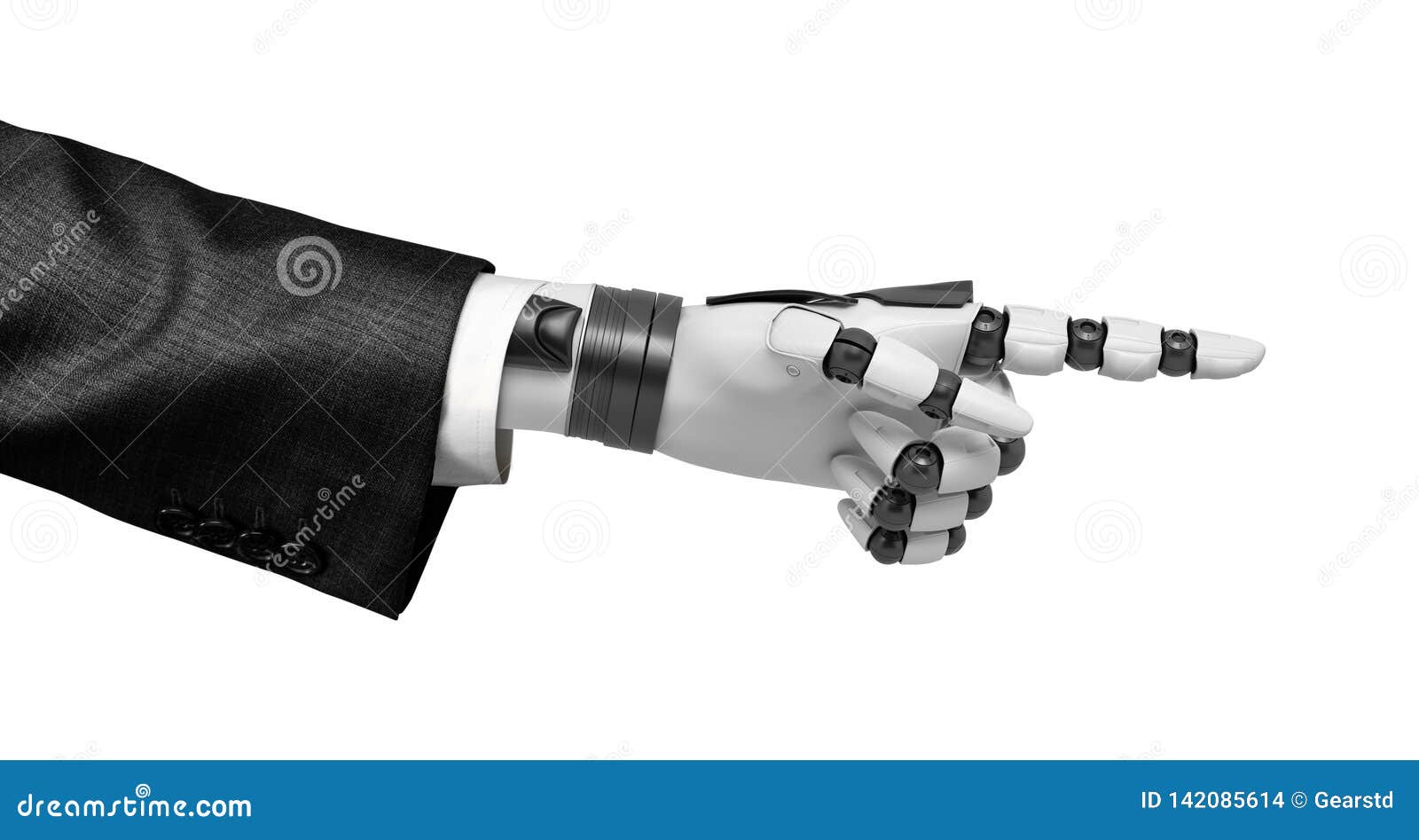 3d Close-up Rendering of Robot Hand in Suit Pointing Forward with Its ...