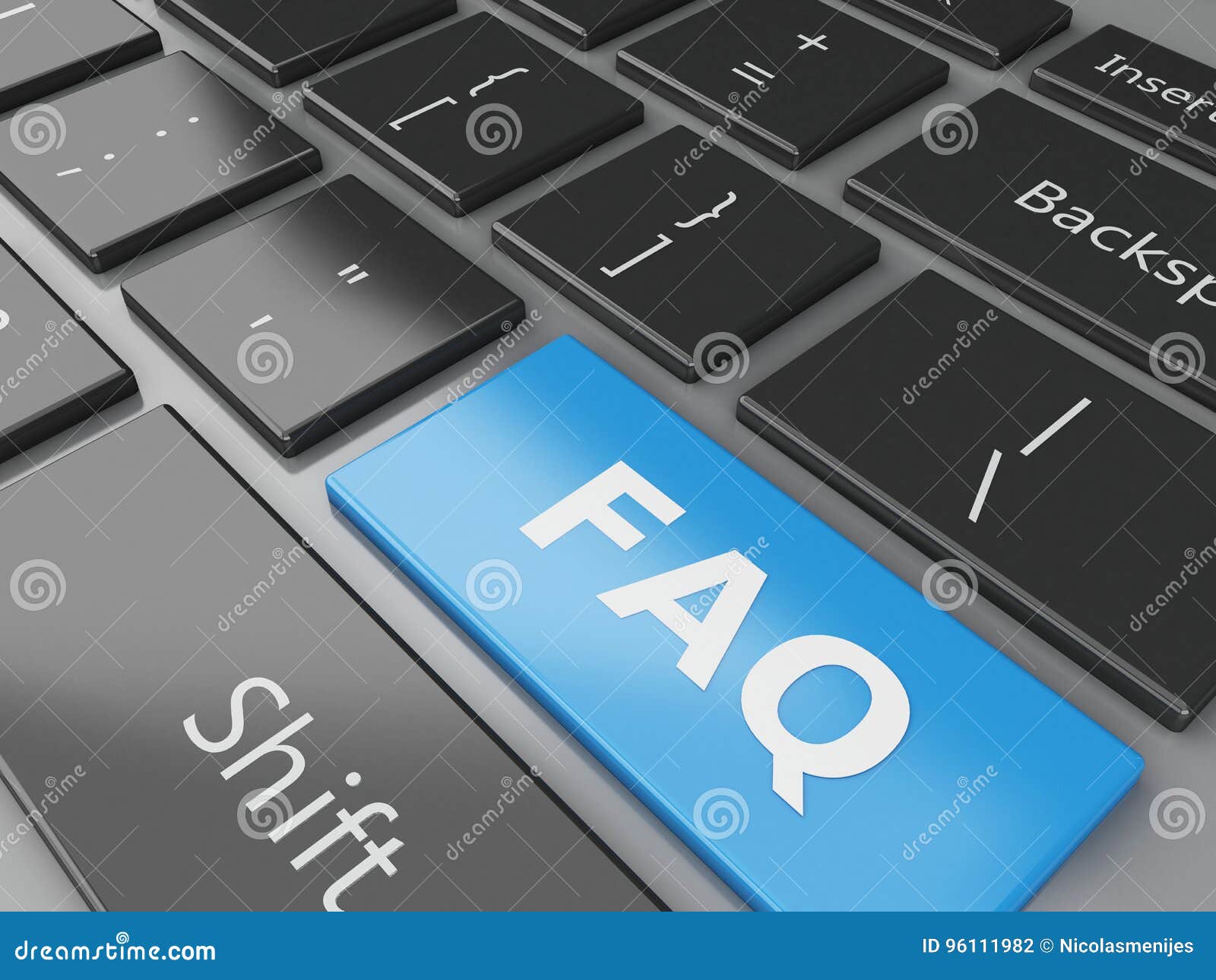 3d Close Up View of Keyboard FAQ Button Stock Illustration ...