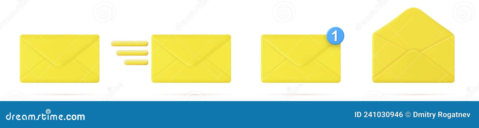 3d Closed Mail Envelope Icon Set Stock Vector - Illustration of blank ...