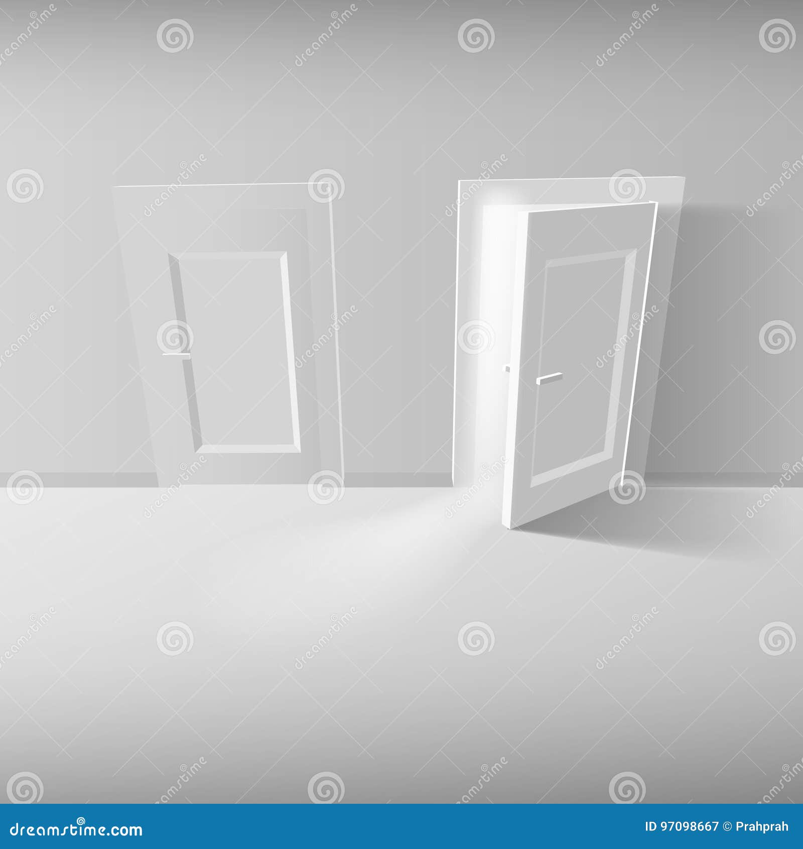 Closed and Open Door with Frame Stock Illustration - Illustration of ...