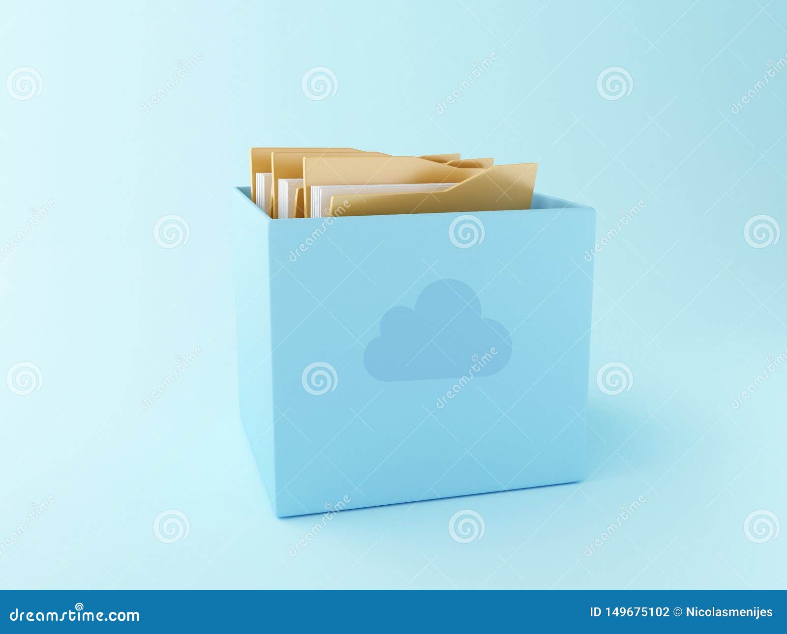 3d Cloud Box with Files. Cloud Storage Stock Illustration ...