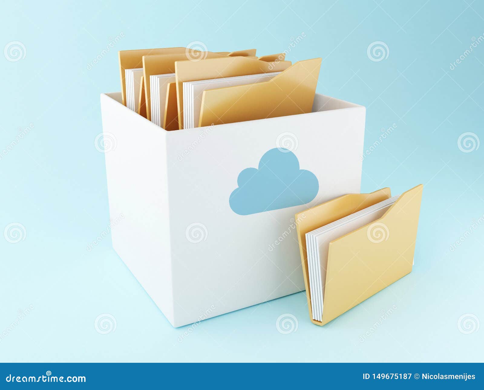 3d Cloud Box with Files. Cloud Storage Stock Illustration ...