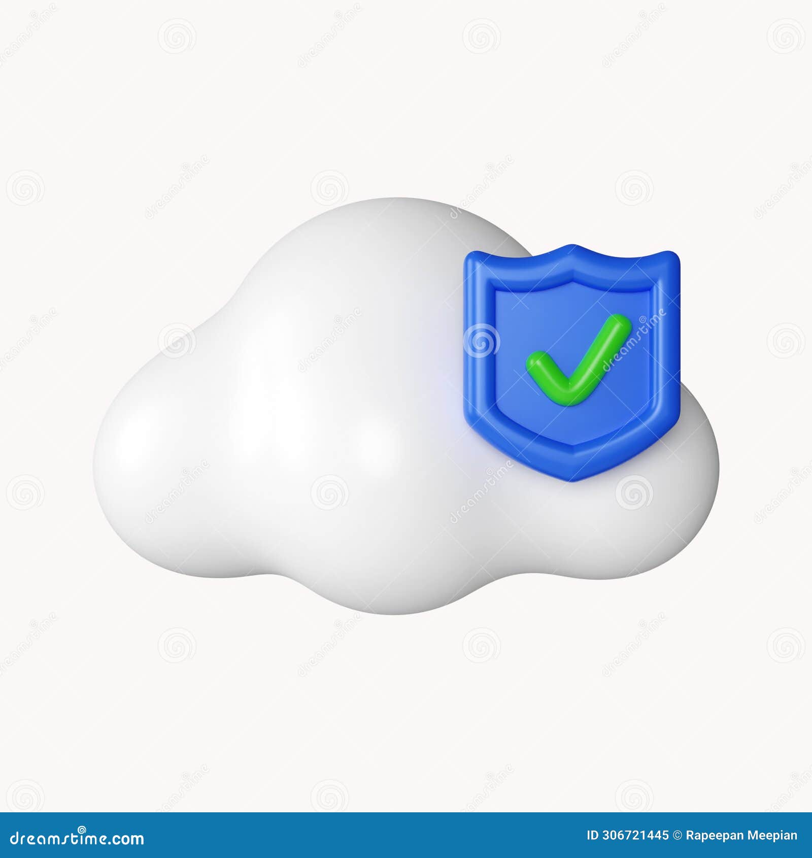 3d Cloud with Check Mark and Shield. Cloud Protection. Cloud Network ...