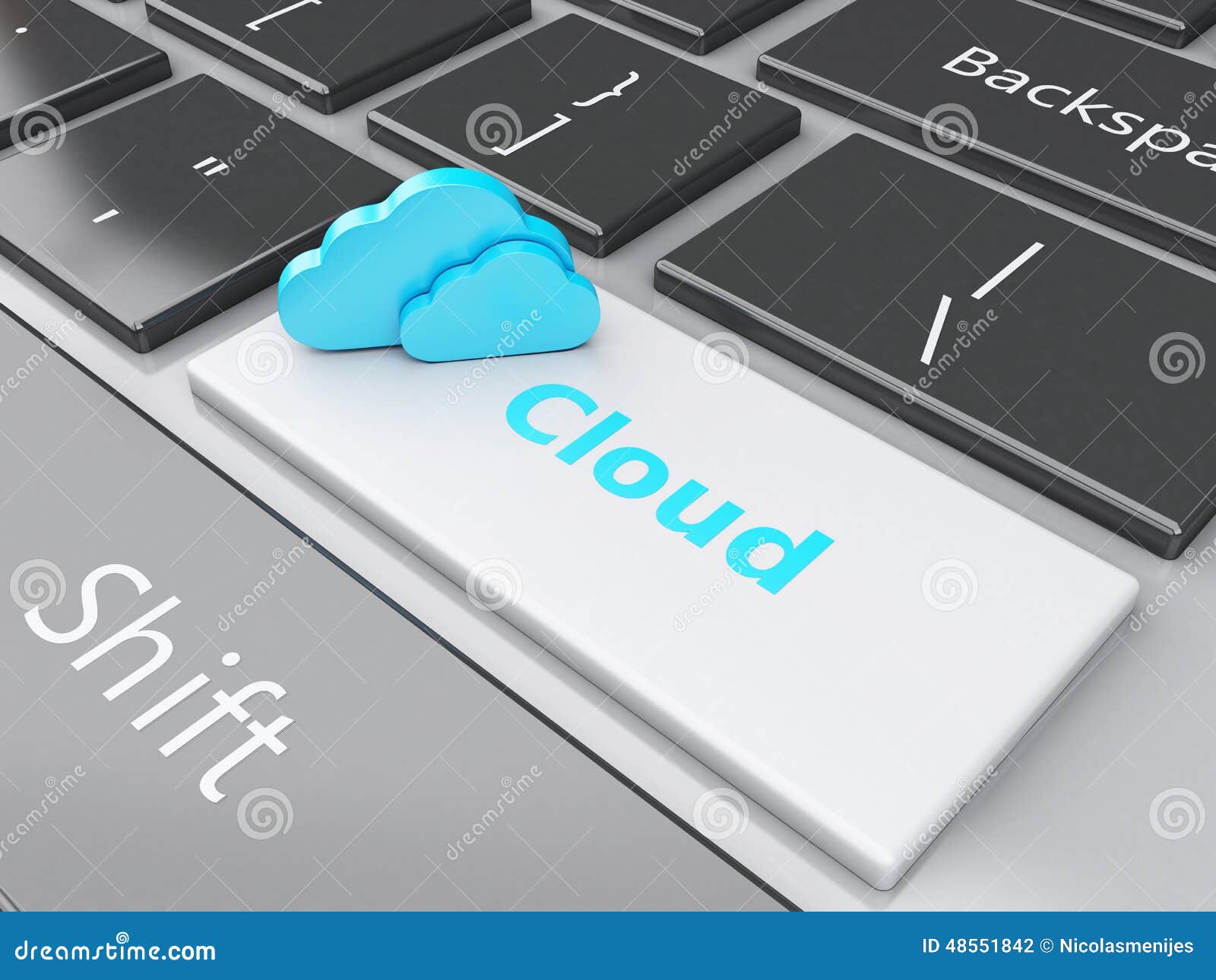 3d Cloud on Computer Keyboard. Cloud Computing Concept Stock ...