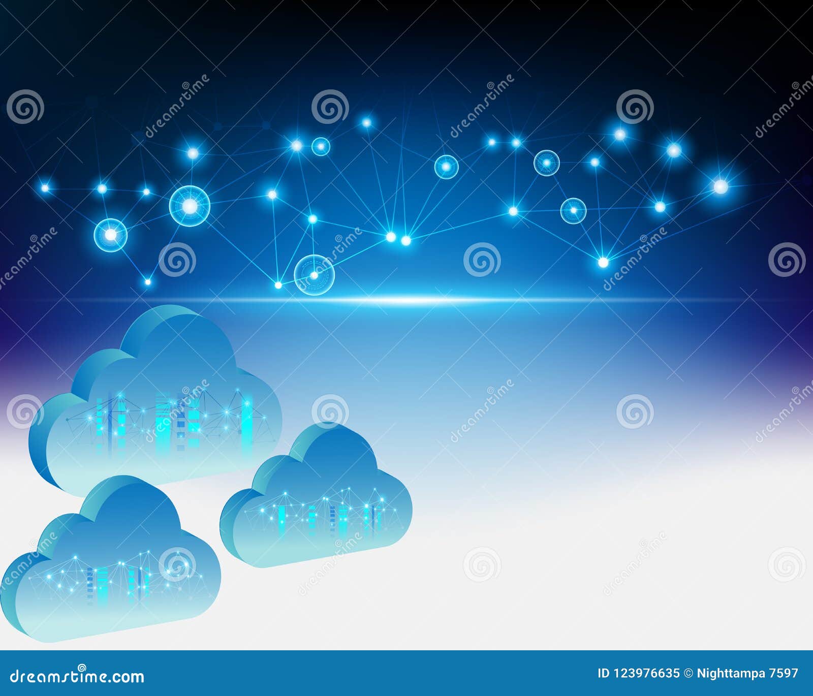 3d Cloud Computing Business Transaction Data Storage Technology Stock Vector - Illustration of ...