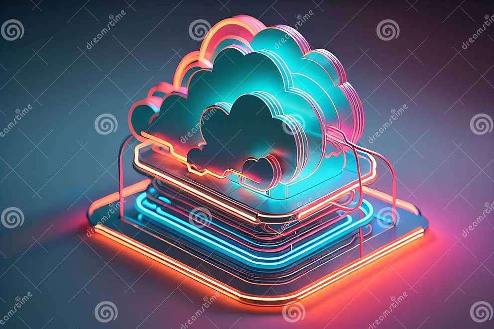 3D Cloud Computing Creative Illustration. Cloud Services, Cloud ...