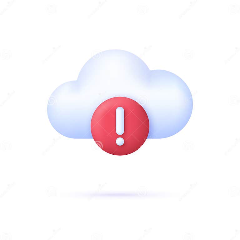3D Cloud Computing Error Icon. Concept of Broken Communication with ...