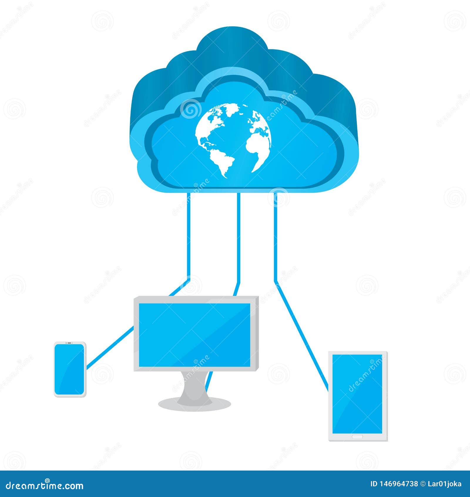 3d Cloud Computing Icon Connected To Devices Stock Vector ...